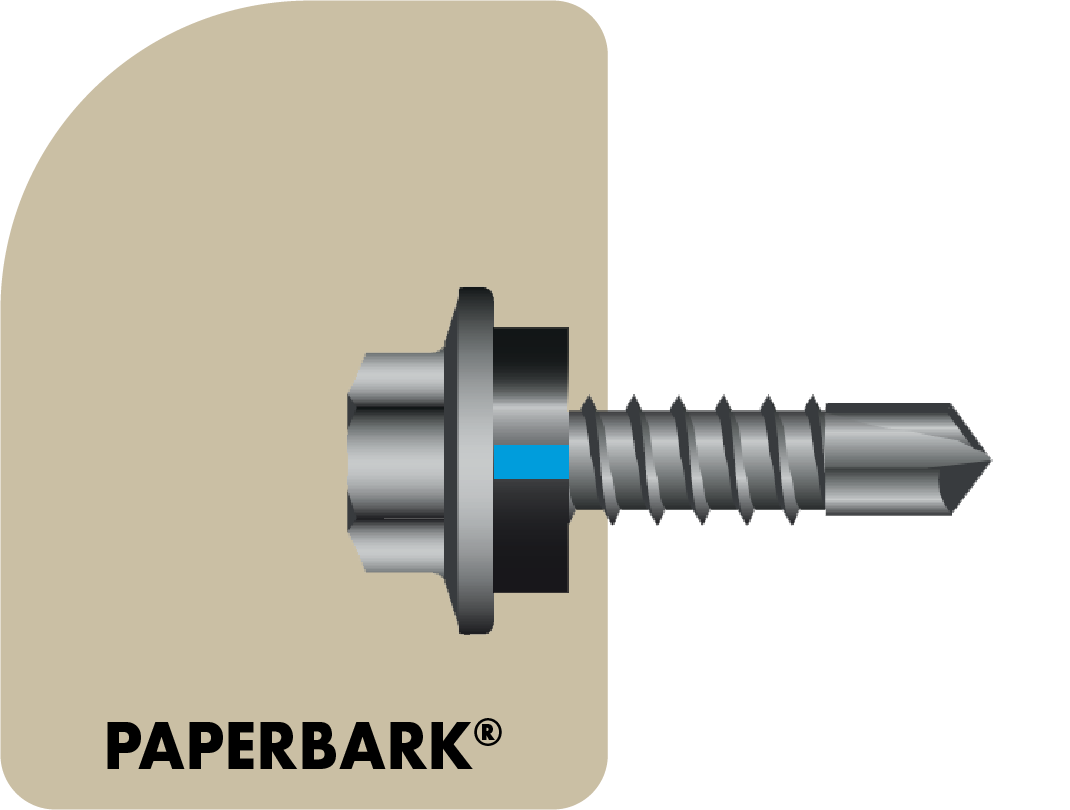Screw SDM Hex 12-14x20 CL4 +Seal Paperbark (100)
