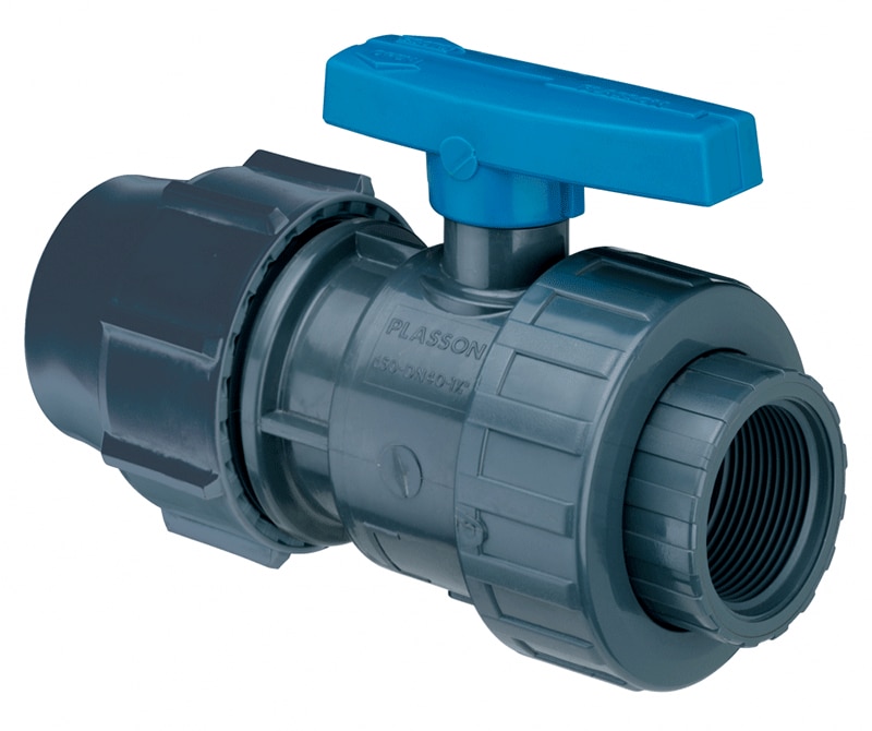 Plasson Vlve Sgle Union PVC MetricxF-Thread 32 PE-1" BSP
